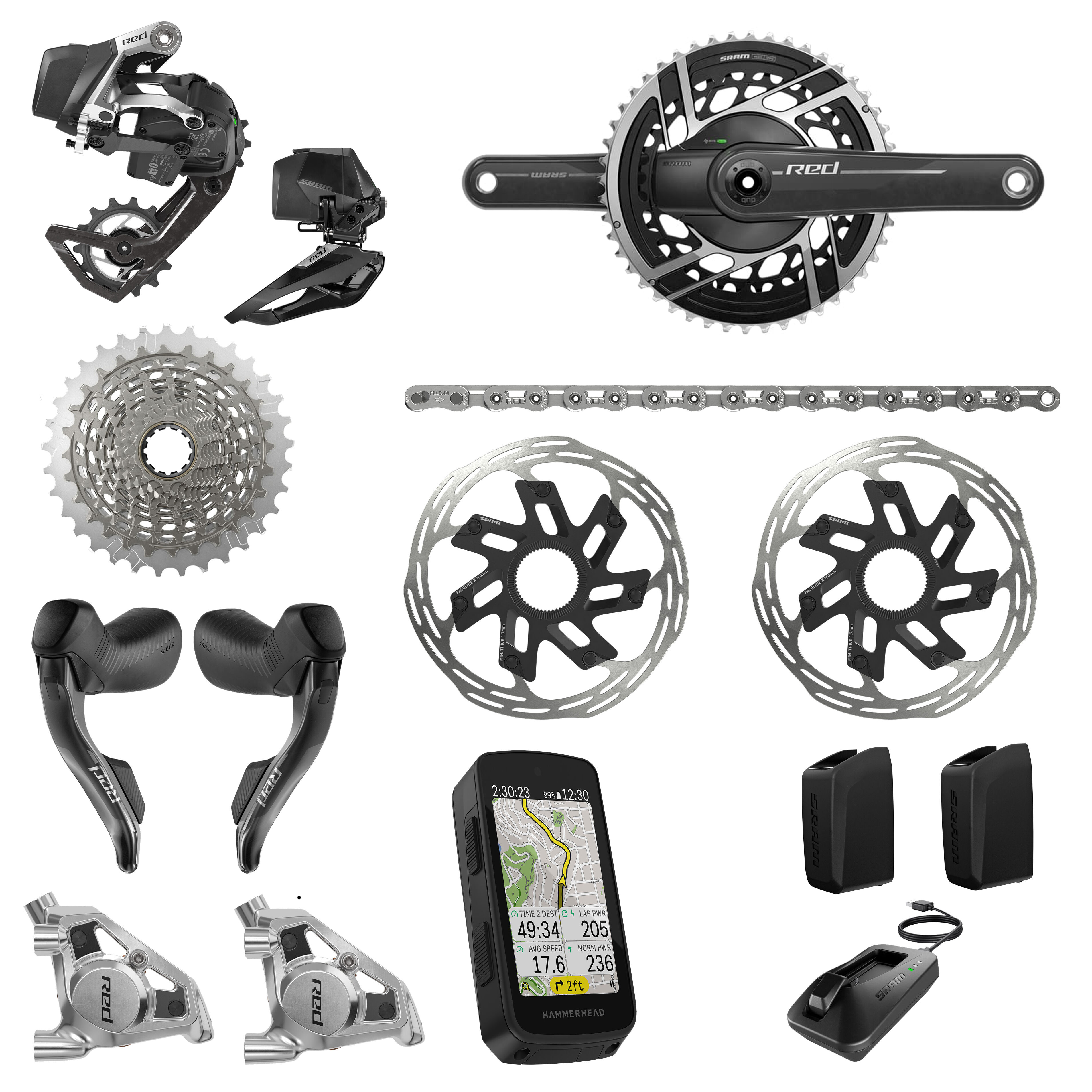 Gruppo Sram Red AXS E1 powermeter 2x12V 50-37 + Hammerhead Karoo ...
